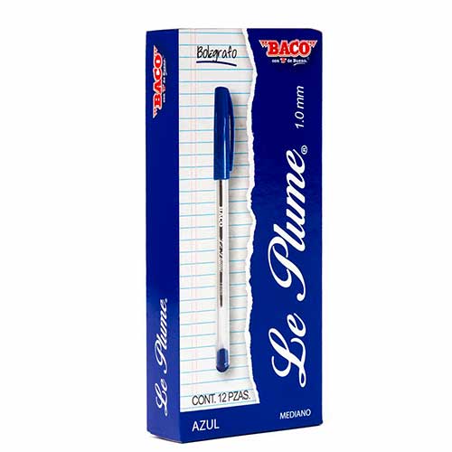 BOLIGRAFO LE PLUME BACO C/12PZ AZUL - La Hidalgo