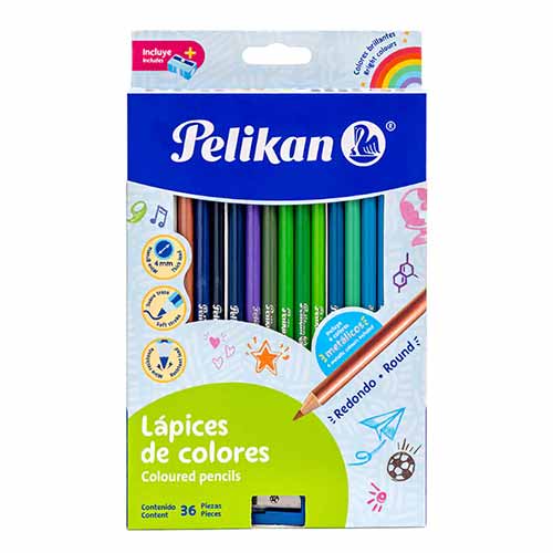 COLORES PELIKAN REDONDOS LARGOS C/36 PZ - La Hidalgo